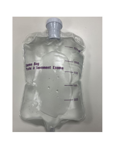 Enema bag for barium enema examinations in radiology